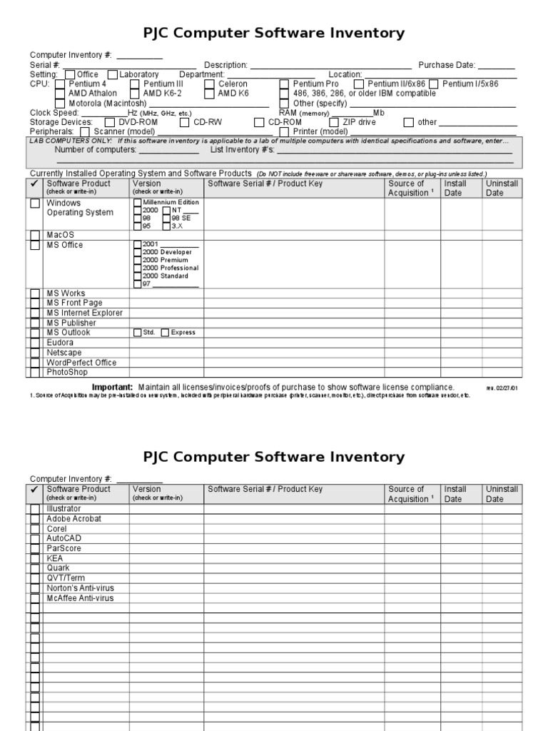 PJC Computer Software Inventory: (MHZ, GHZ, Etc.) (Memory) | PDF ...