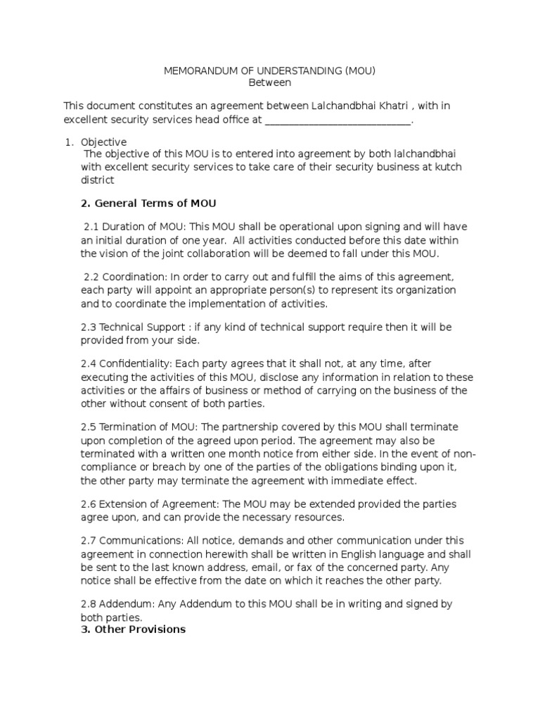 Mou | PDF | Memorandum Of Understanding | Civil Law (Legal System)