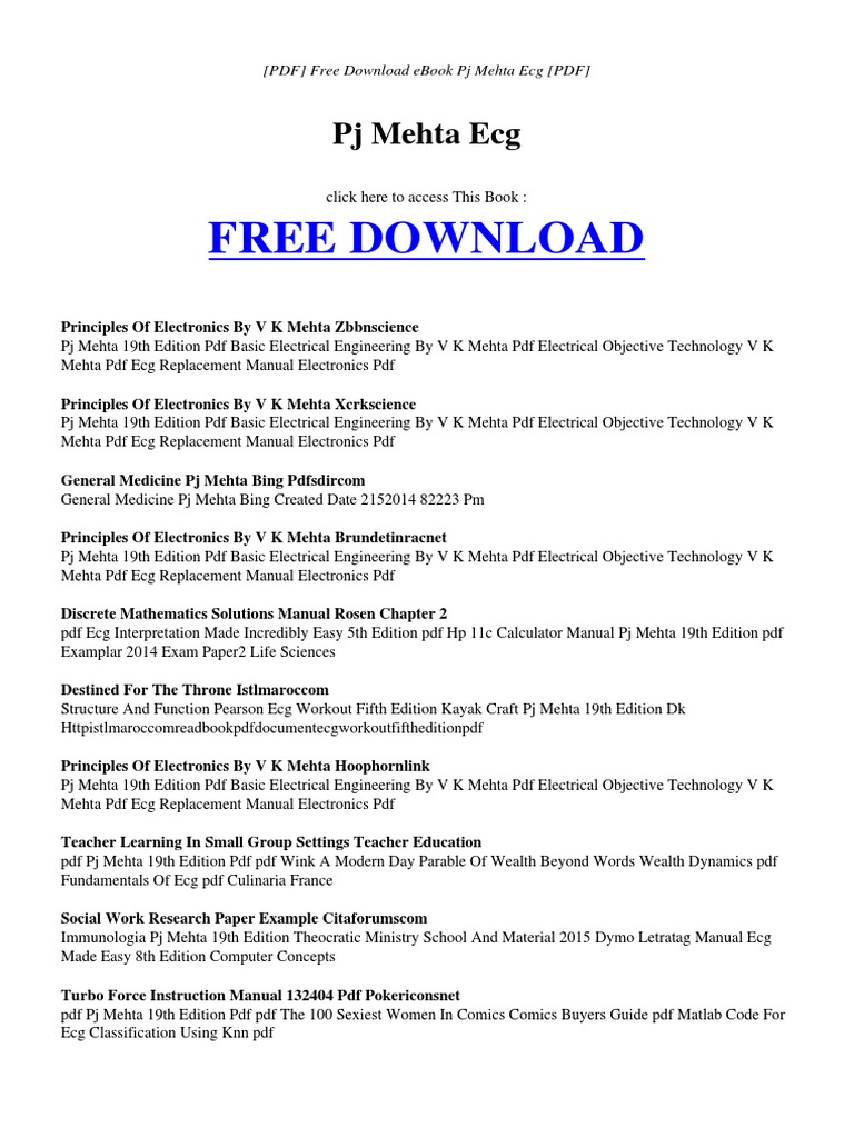 P.J. Mehta ECG Book PDF Download | PDF