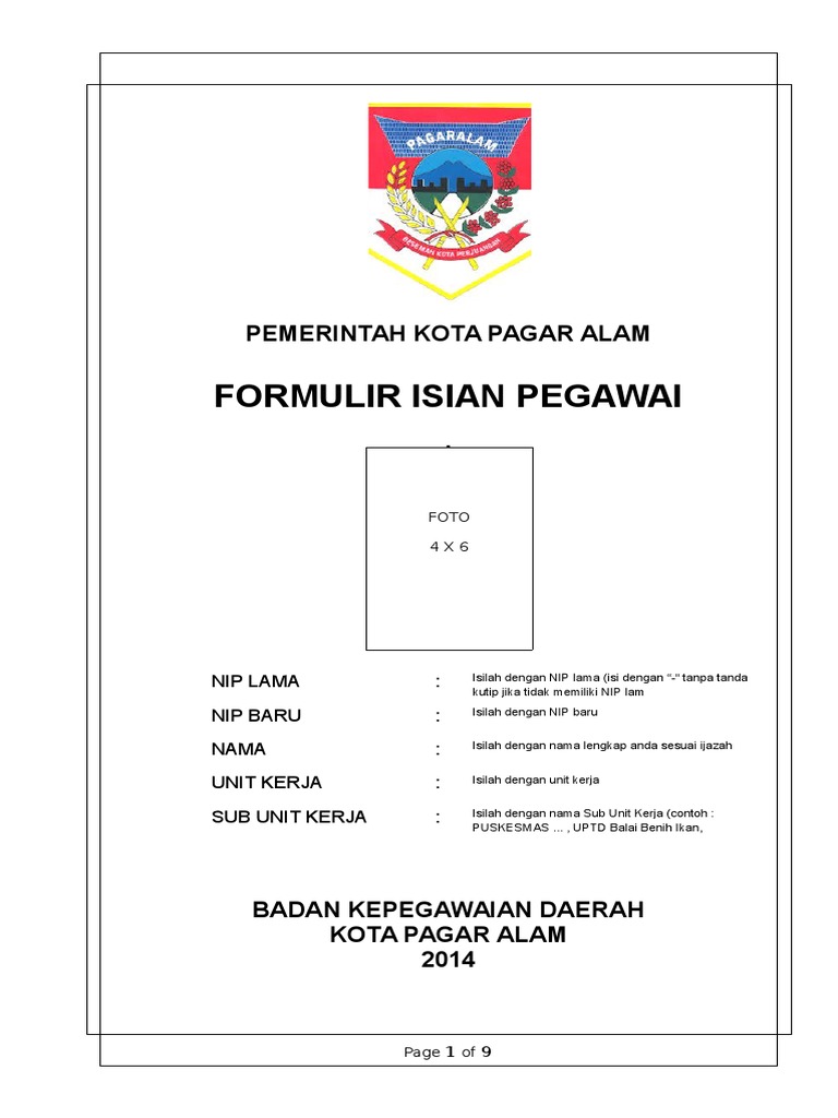 Petunjuk Pengisian Formulir | PDF