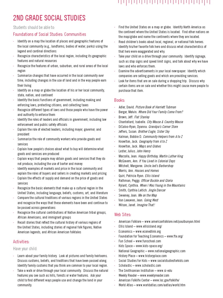 Grade 2 Socialstudiesstandards | PDF | Prices | Folklore