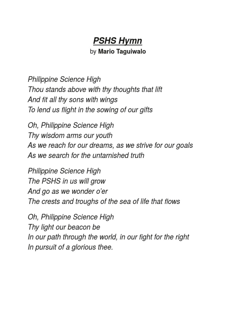 PSHS Hymn | PDF