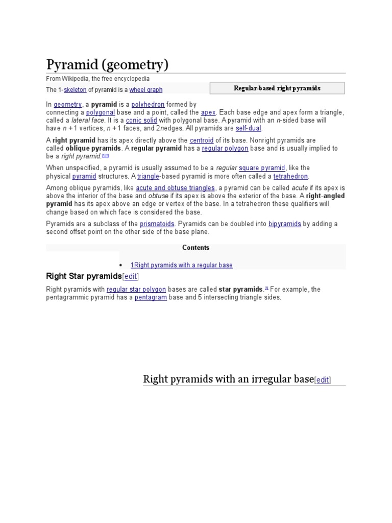 Pyramid (Geometry) : Right Pyramids With An Irregular Base | PDF ...