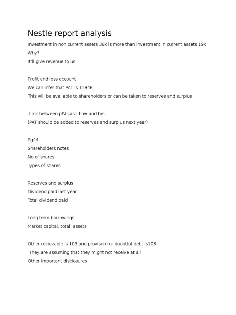 Nestle Report Analysis | PDF | Audit | Board Of Directors