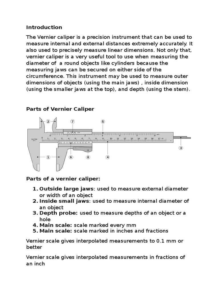 Measuring precision with vernier calipers | PDF | Scientific ...