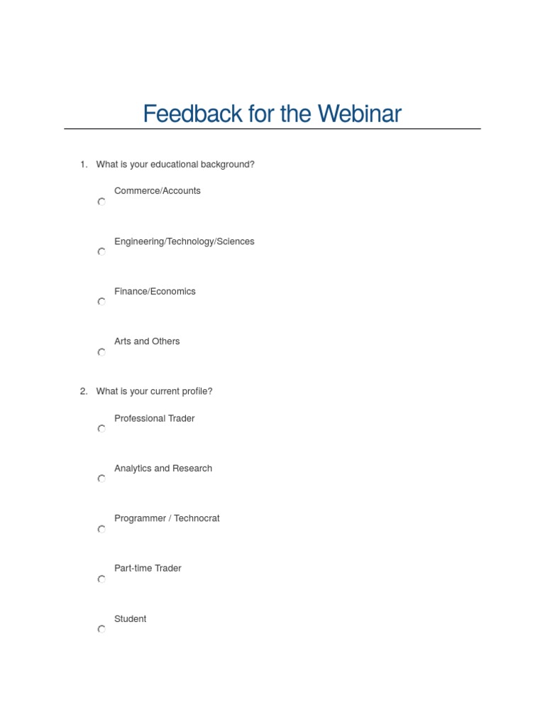 Feedback For The Webinar | PDF