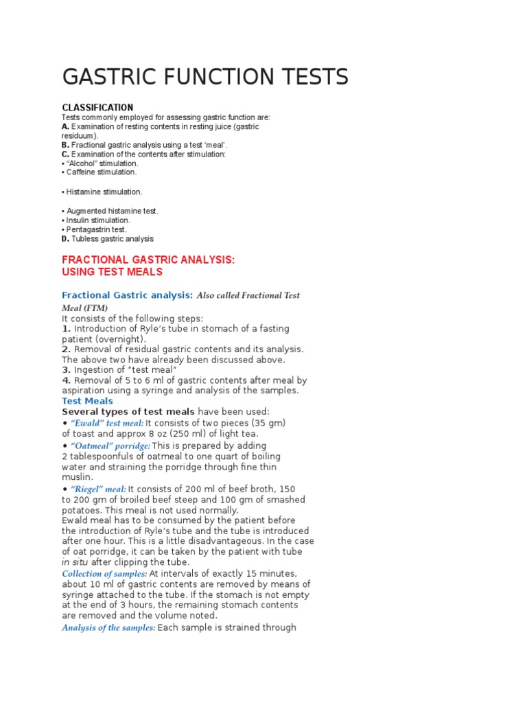 Gastric Function Tests | Stomach | Gastroenterology