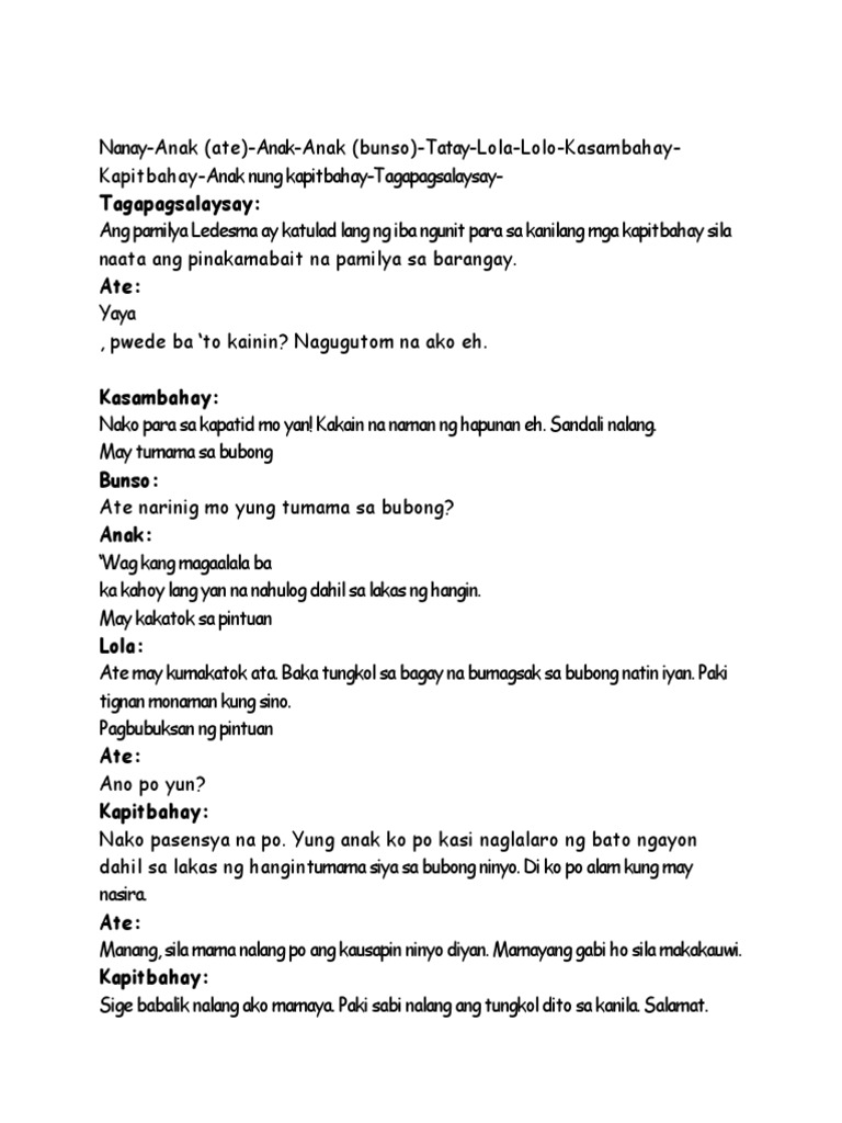 Halimbawa NG Isang Dula | PDF