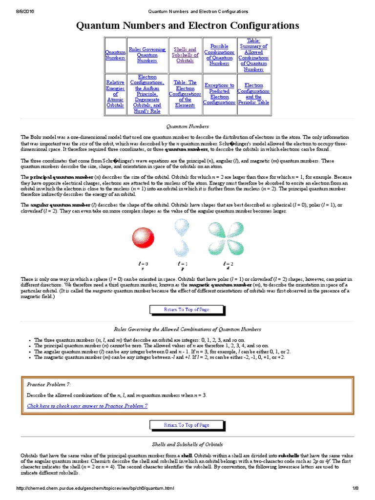 Quantum Numbers and Electron Configurations | PDF | Atomic Orbital ...