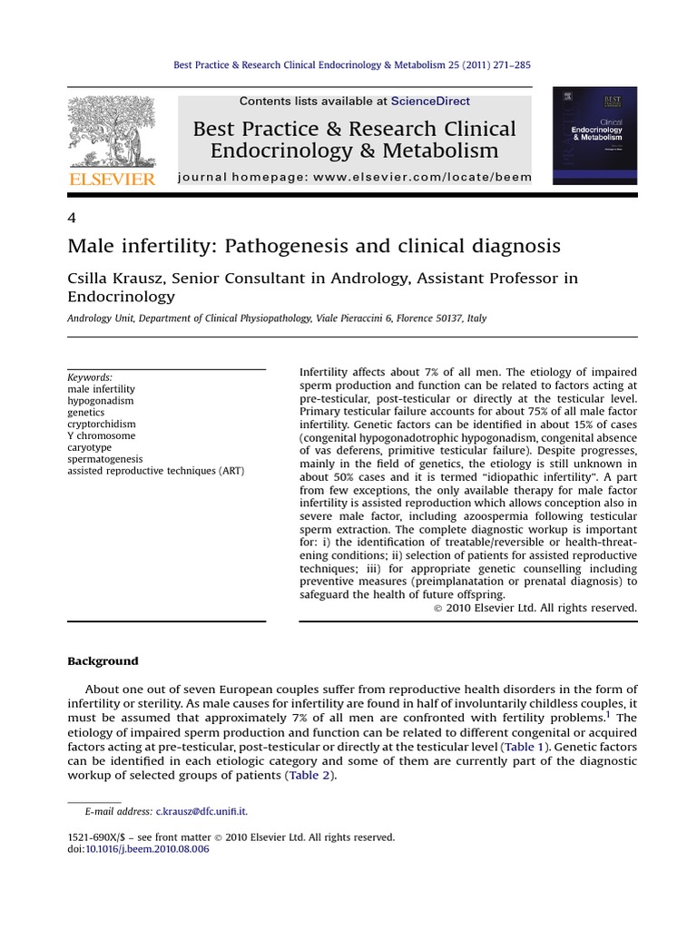 Male Infertility: Understanding Etiology and the Importance of a ...