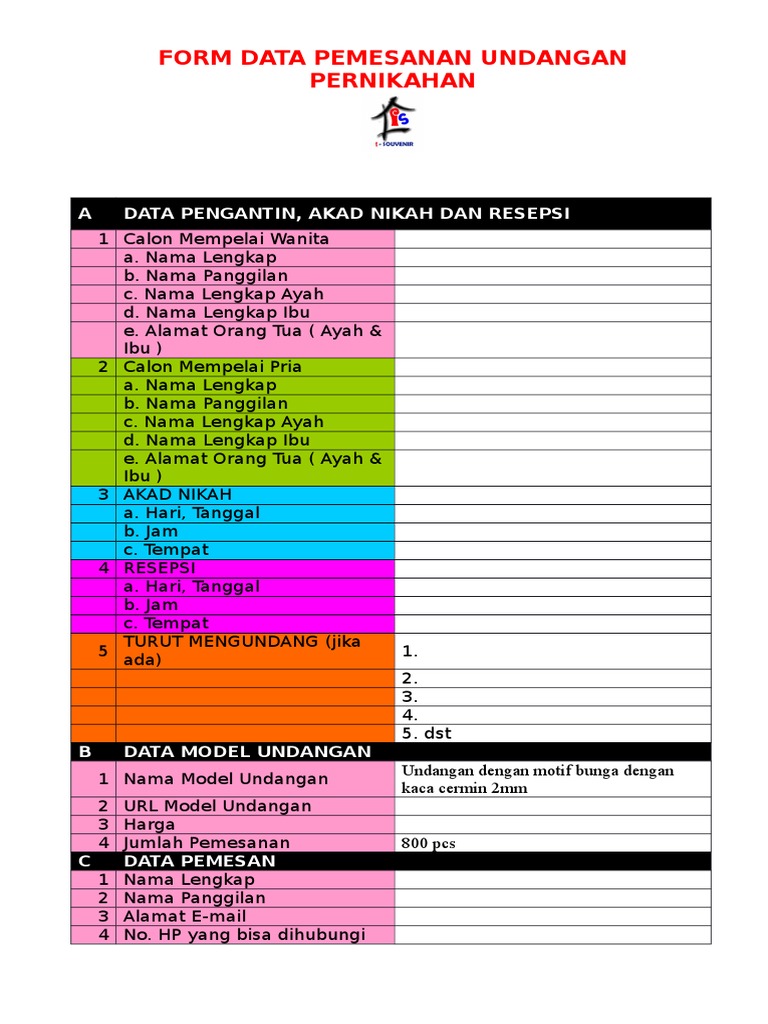 Form Data Undangan | PDF