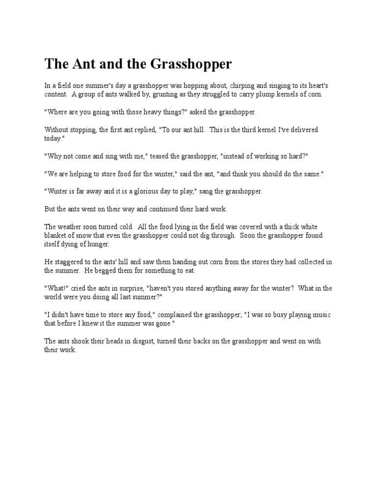 The Ant and The Grasshopper | PDF