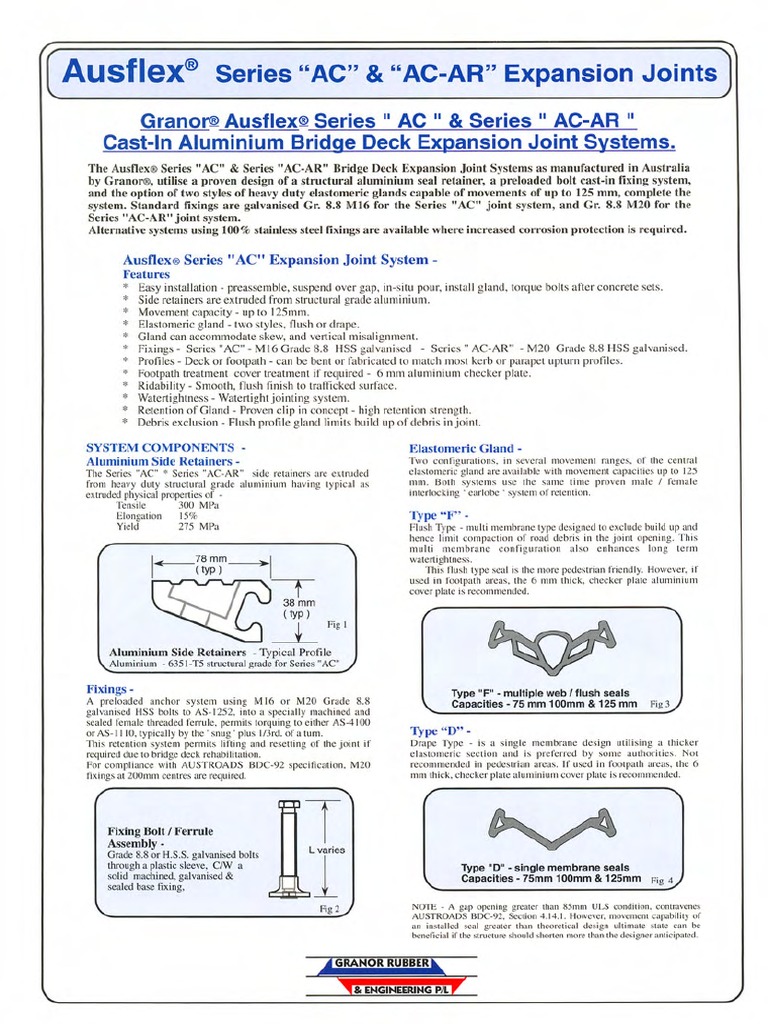 Granor Ausflec AC Expansion Joints | PDF