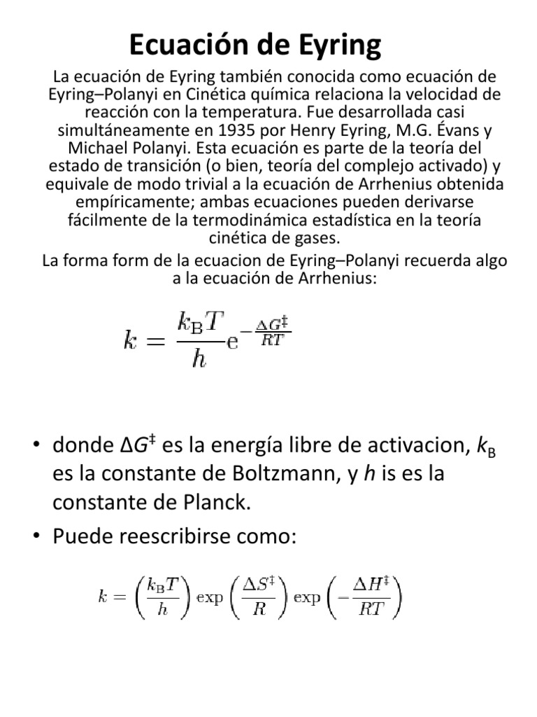 Ecuacion de Eyring | PDF