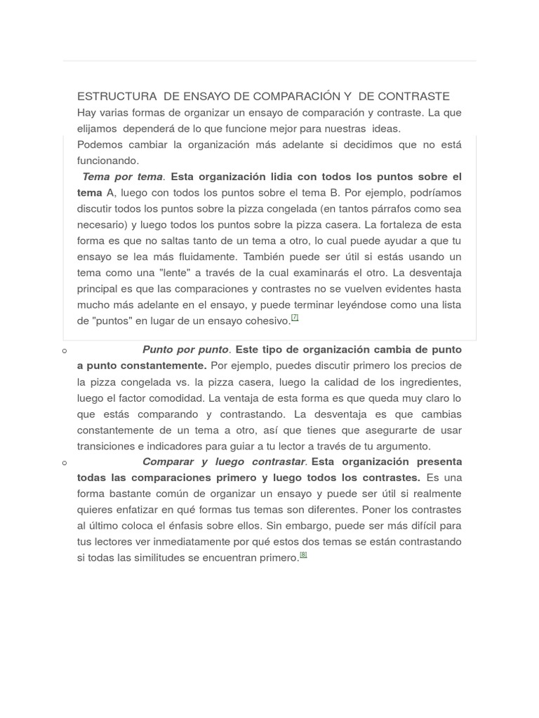 Estructura de Ensayo de Comparación y de Contraste | PDF