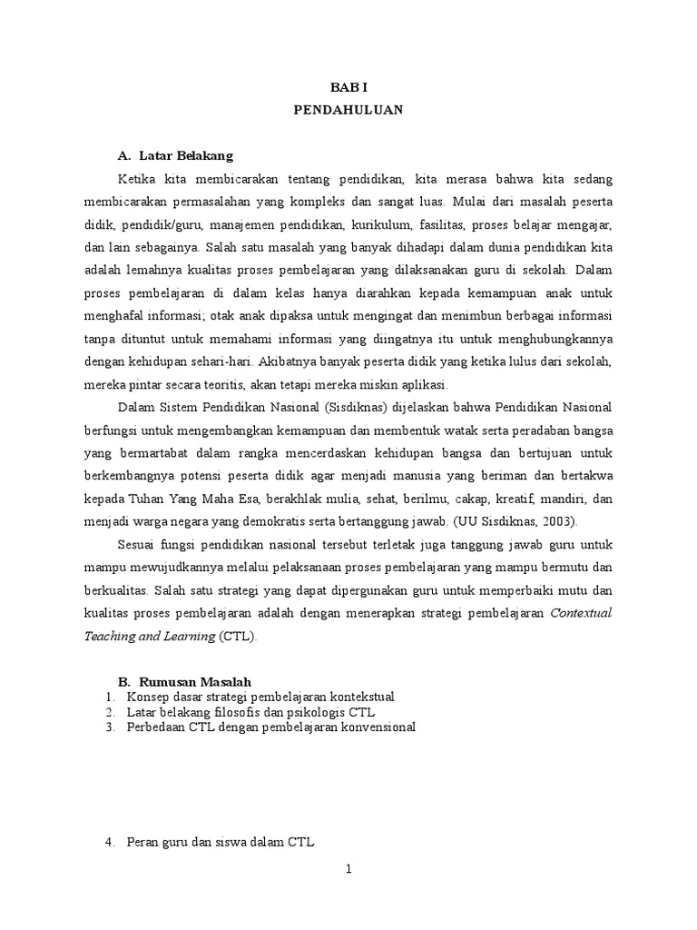 Konsep Dasar Strategi Pembelajaran Kontekstual | PDF