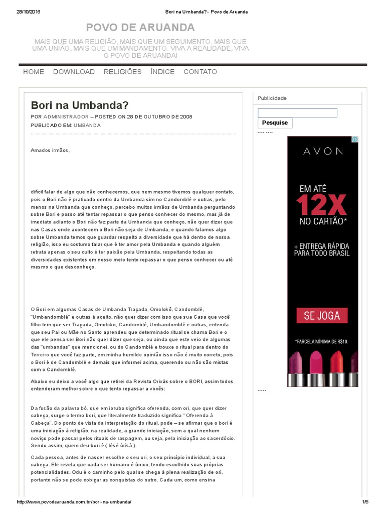 Bori na Umbanda: Entenda o Ritual | PDF | Religião e crença
