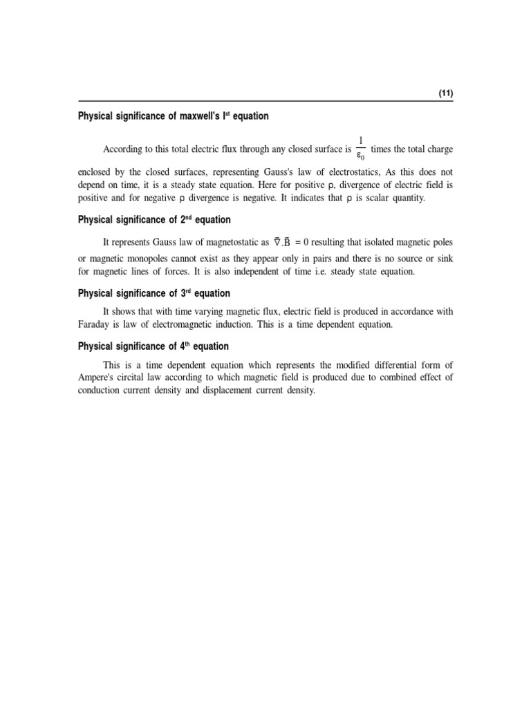 Physical Significance of Maxwell Equations | PDF