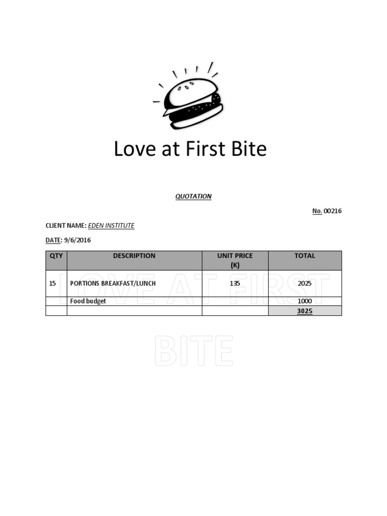 Catering Quote for Eden Institute | PDF | Cooking, Food & Wine | Wellness