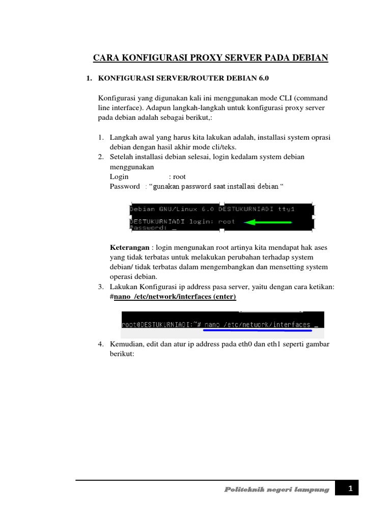 Cara Konfigurasi Proxy Server Pada Debian | PDF | Komputer