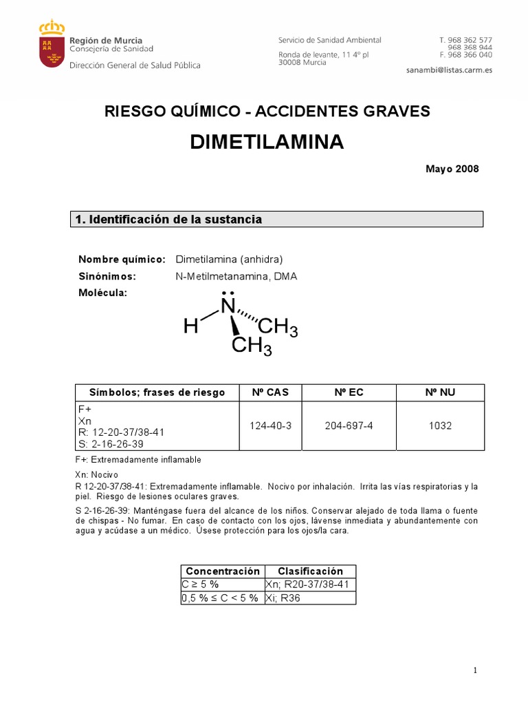 Dimetilamina | Descargar gratis PDF | Quemar | Sistema respiratorio