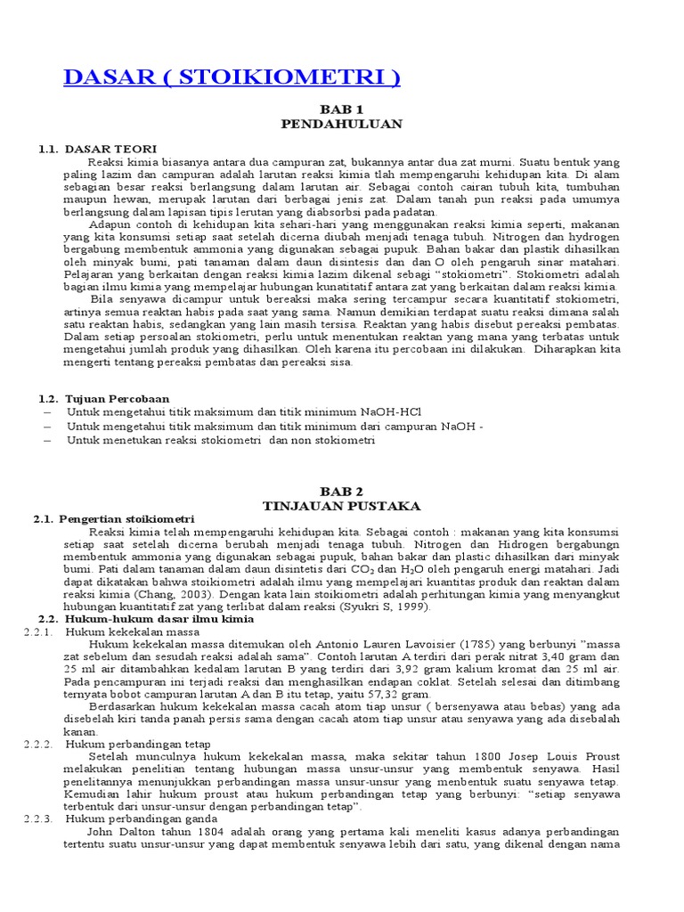 Jurnal Stoikiometri | PDF