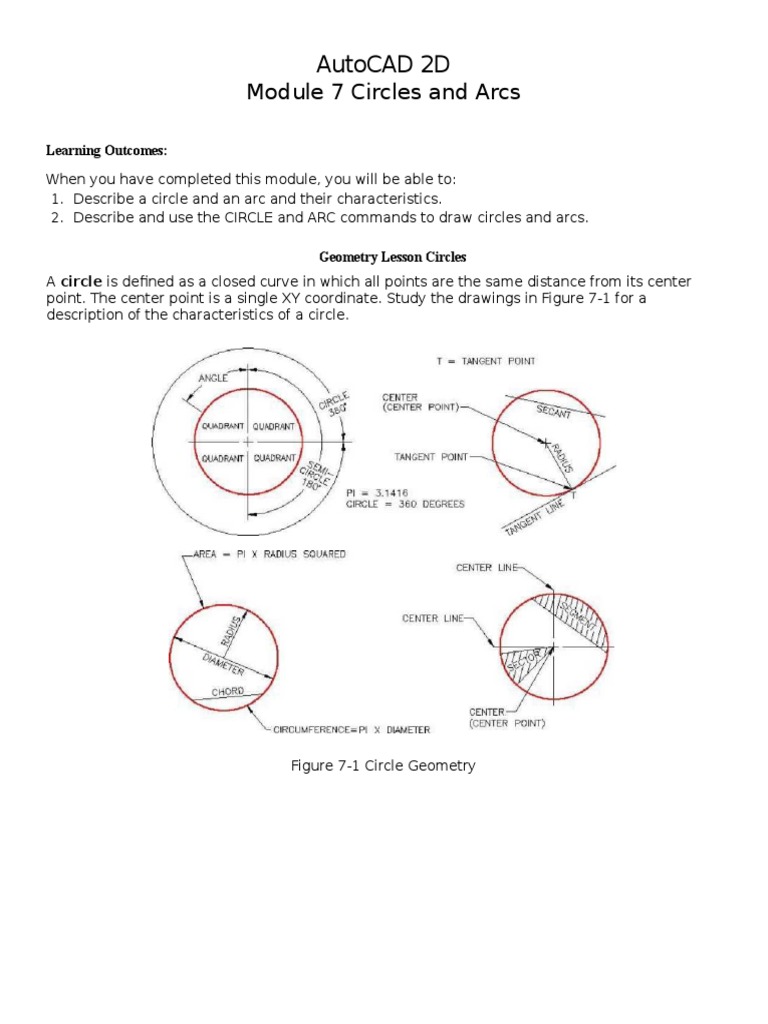 Autocad 2d Module 07 Pdf Circles Arcs Pdf Circle Diameter