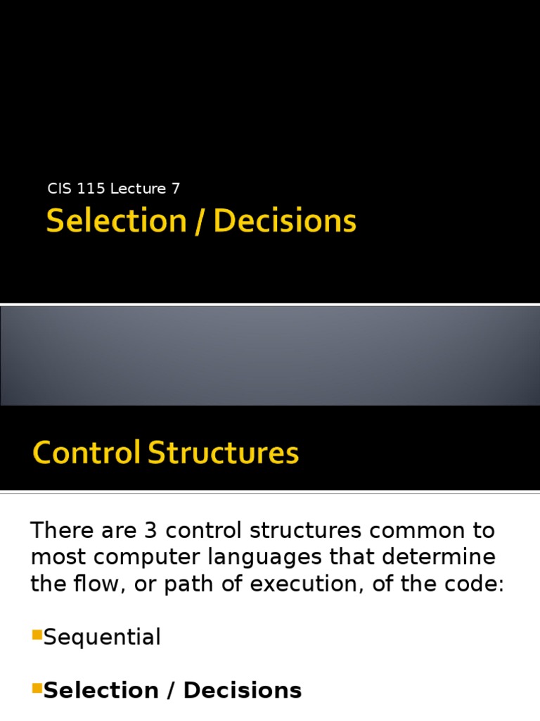 CIS 115 Lecture 7 | PDF | Software Engineering | Computer Programming