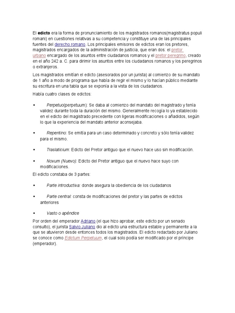 Edicto Perpetuo en Derecho Romano | PDF | Historia