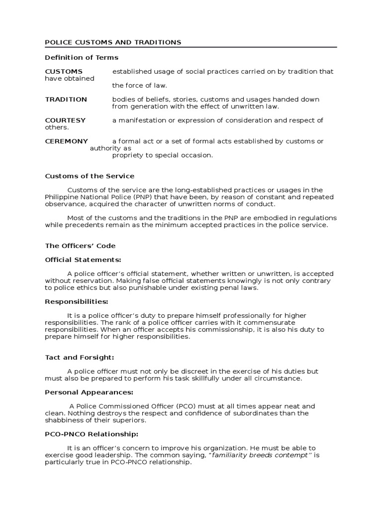 298706007 Police Customs and Traditions | Traditions | Sir