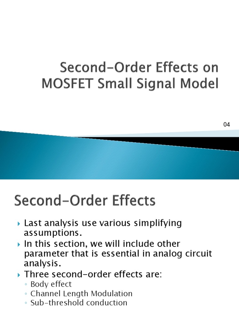 04 - Second-Order Effects On MOSFET Small Signal Model | PDF | Mosfet | Field Effect Transistor