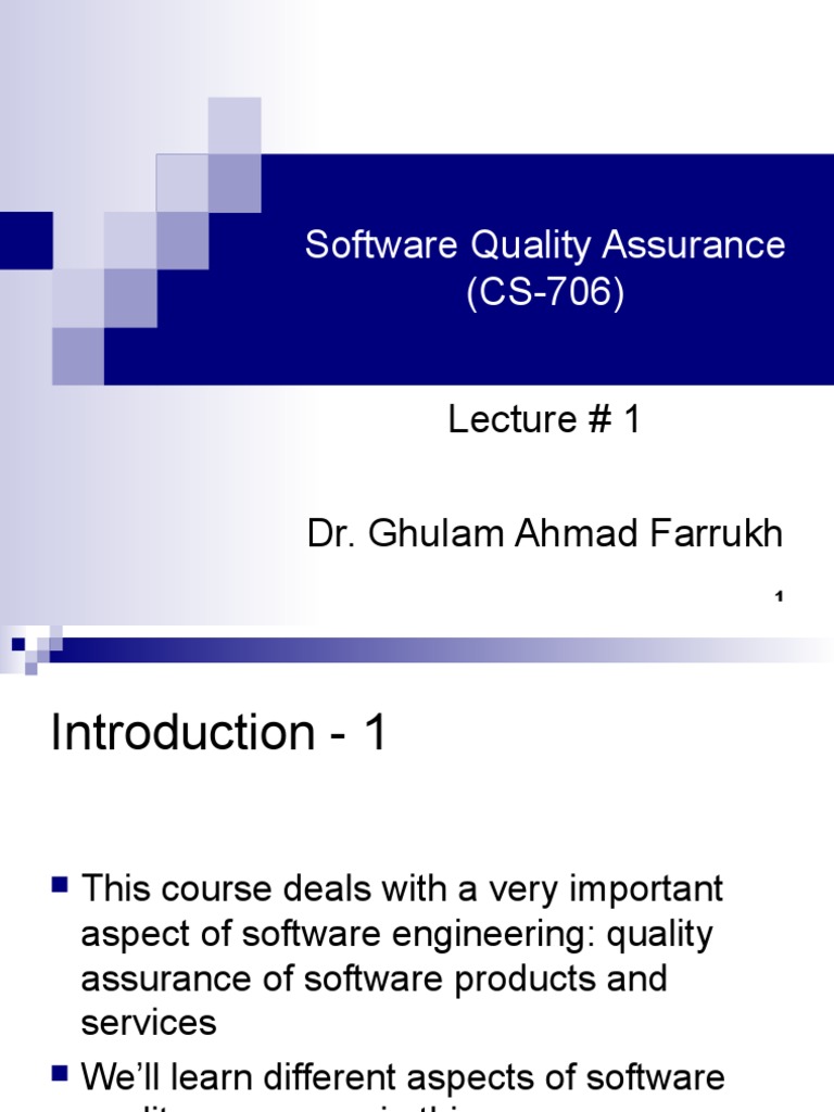 Vu Sqa Lecture01 | PDF | Software Quality | Quality (Business)