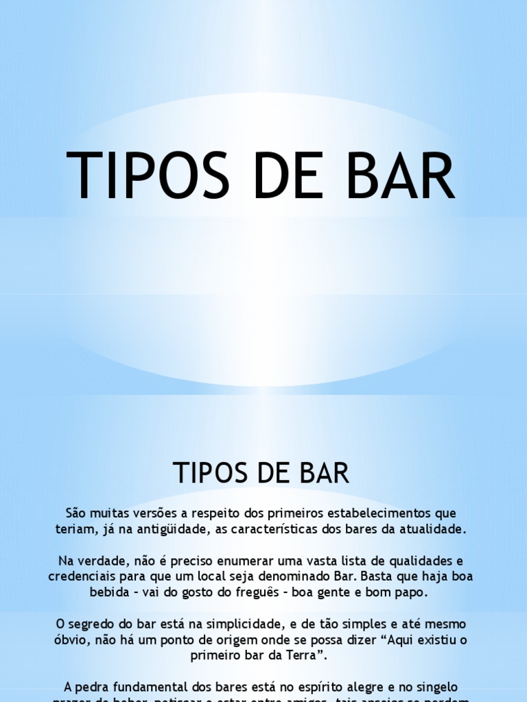 Tipos de Bar | PDF | Bar (suporte) | Piano