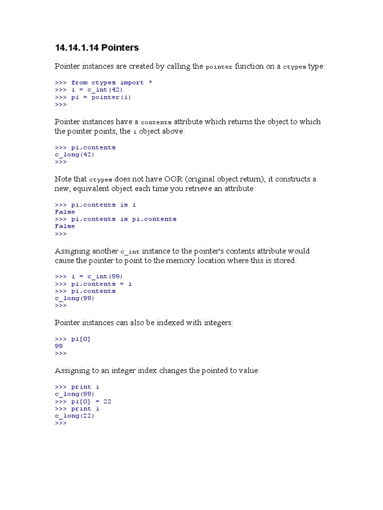 Pointers Ctypes | PDF