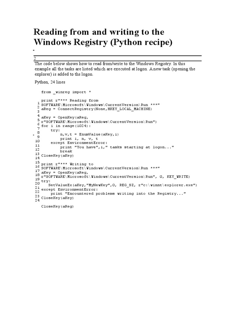 Reading and Writing Windows Registry | PDF