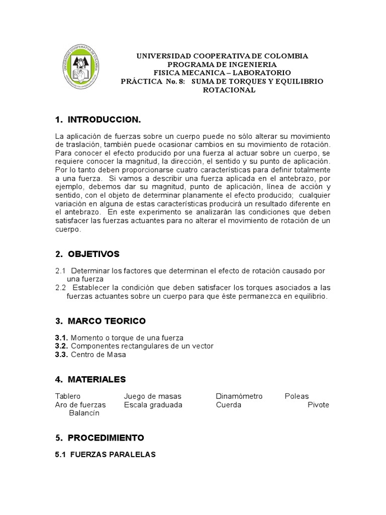 Suma de Torques y Equilibrio Rotacional | PDF | Movimiento (física ...