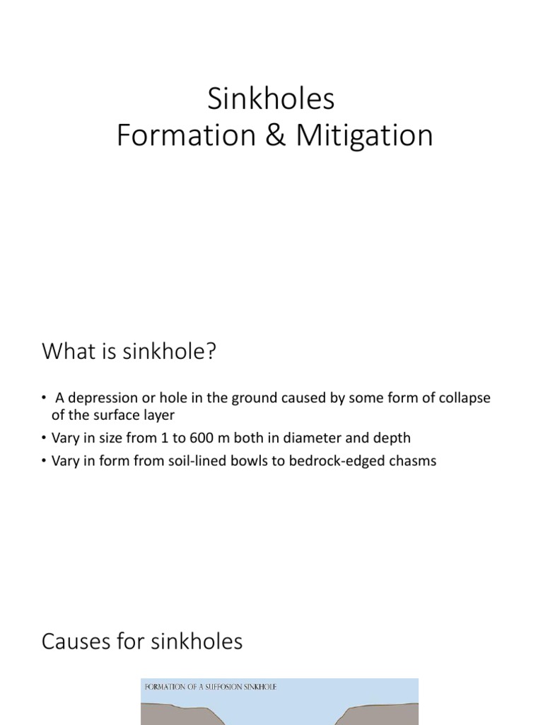 Sinkholes Formation & Mitigation | PDF