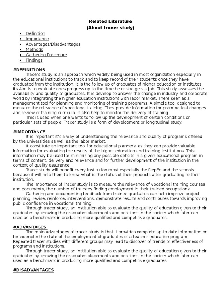 Related Literature About Tracer Study De | Survey Methodology ...