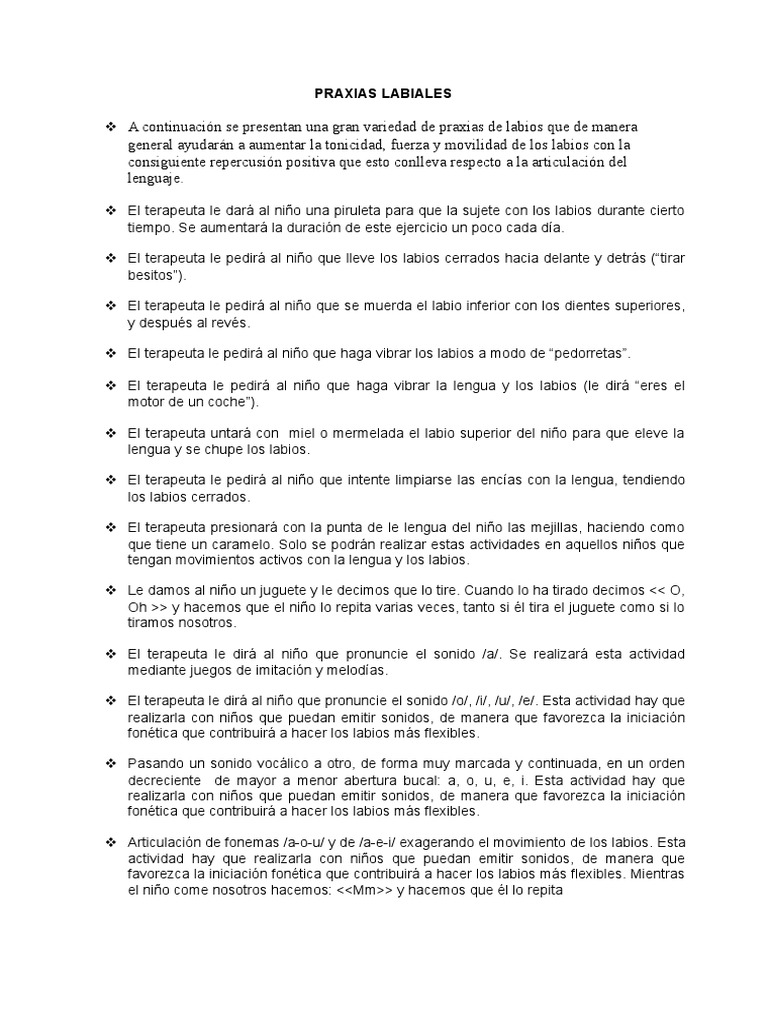 Ejercicios de Praxias Labiales para Niños | PDF | Naturaleza