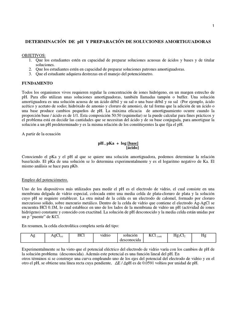 PH y Soluciones Amortiguadoras. Quimica | PDF | Ph | Solución tampón
