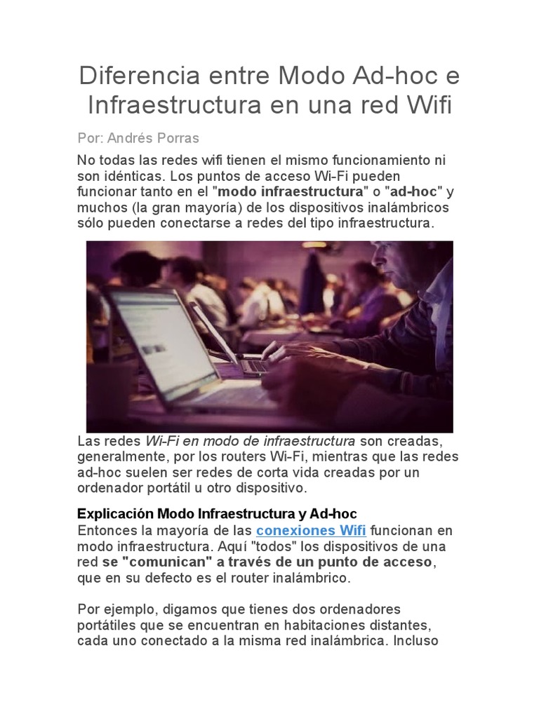 Diferencia Entre Modo Ad | PDF | Red inalámbrica ad hoc | Wifi