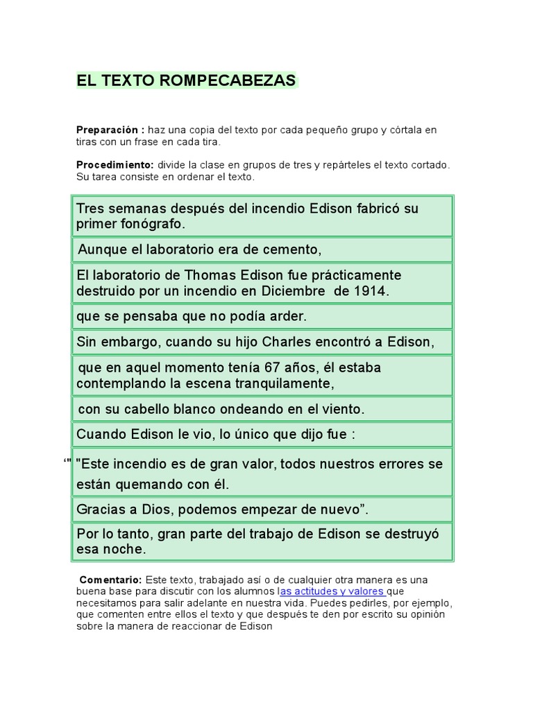 El Texto Rompecabezas | PDF
