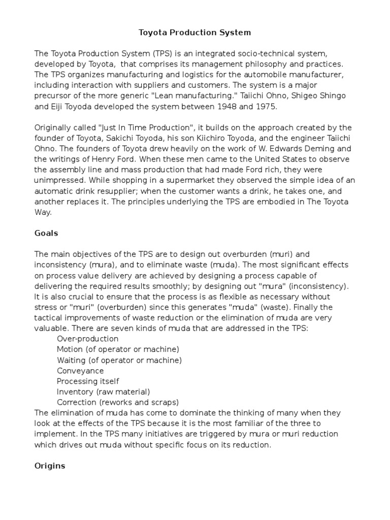 Toyota Production System | PDF