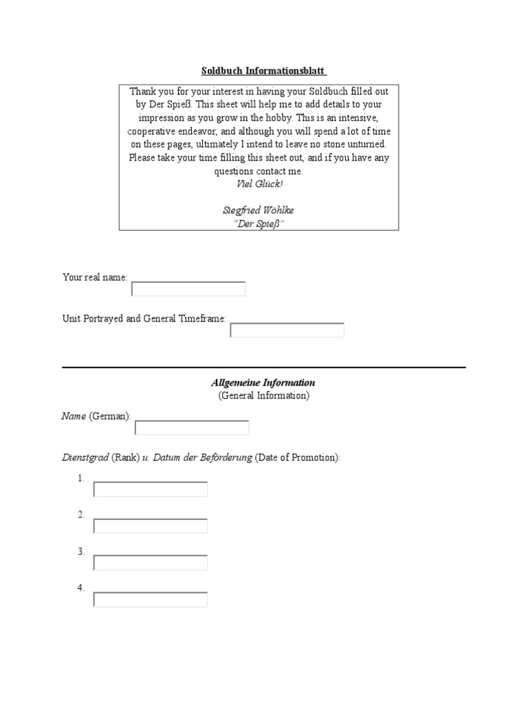 Soldbuch Informationsblatt | PDF | Clothing