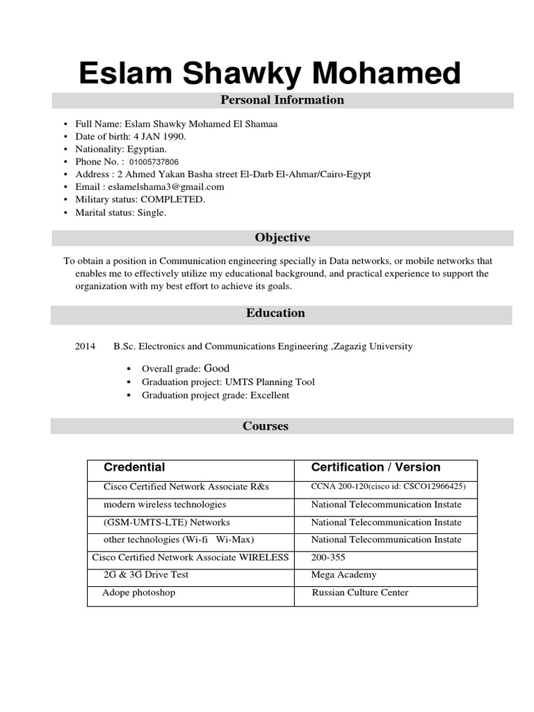 Eslam Elshamaa CV PDF | PDF | Technology & Engineering