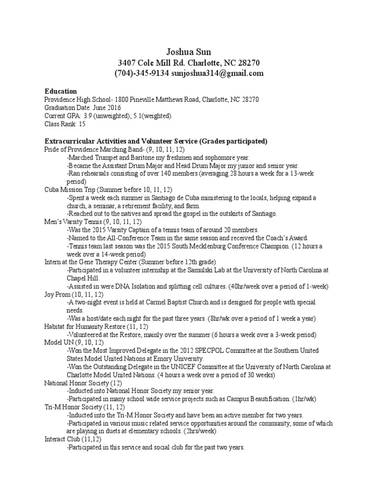Resume 1 | PDF | North Carolina | Grading (Education)