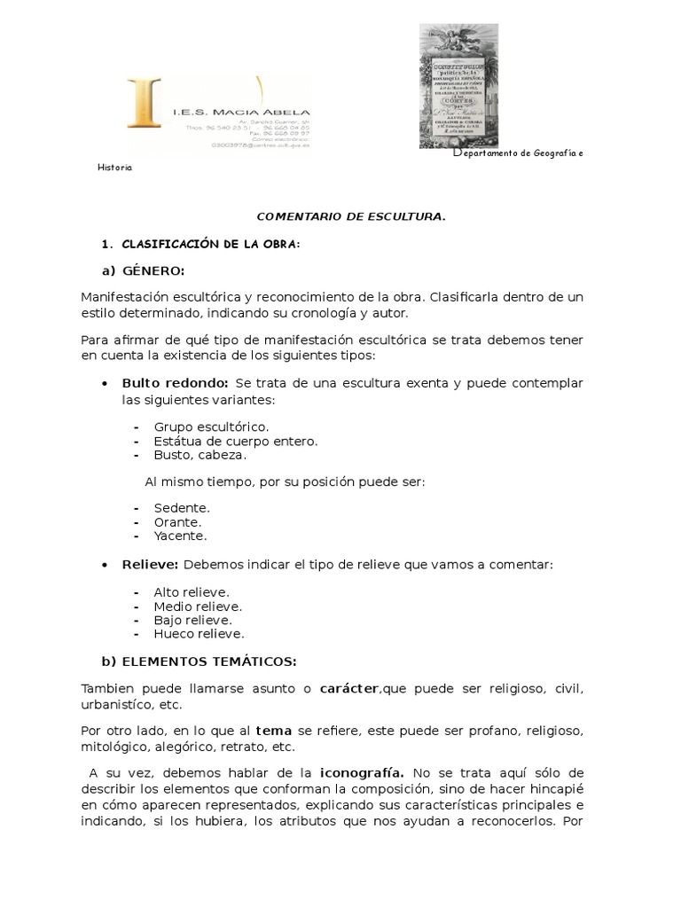 Comentario de Escultura | PDF