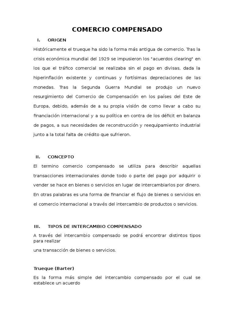Comercio Compensado | PDF | Permuta | Comercio