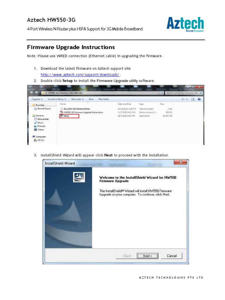 HW550-3G Firmware Upgrade Instruction v1.1 | PDF | Business