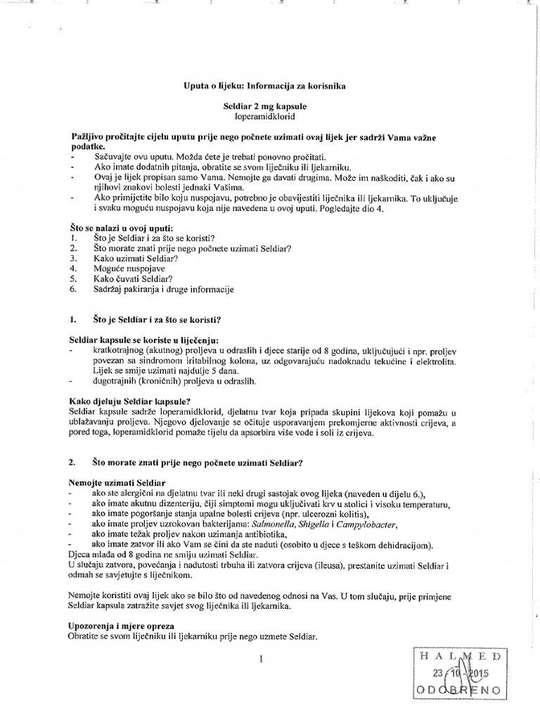 Uputa o Lijeku Seldiar | PDF